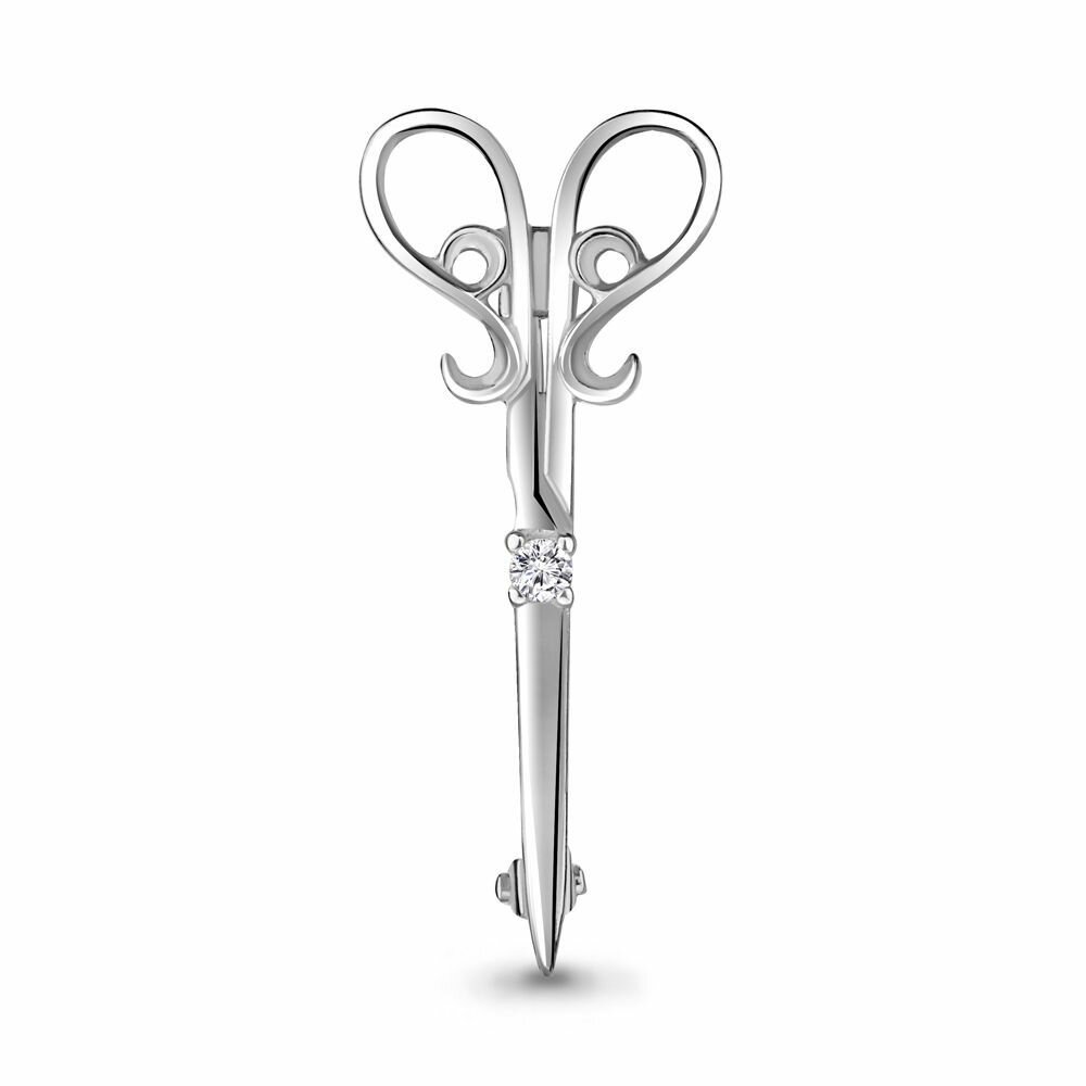 Брошь, серебро, 925 проба, фианит