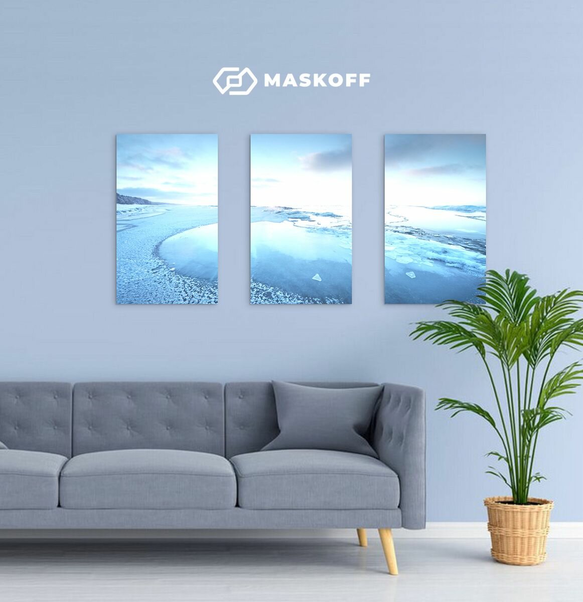 Большая модульная картина ледник (гарантия от выцветания!), 102 х 57 см, MaskOff, 1 шт.