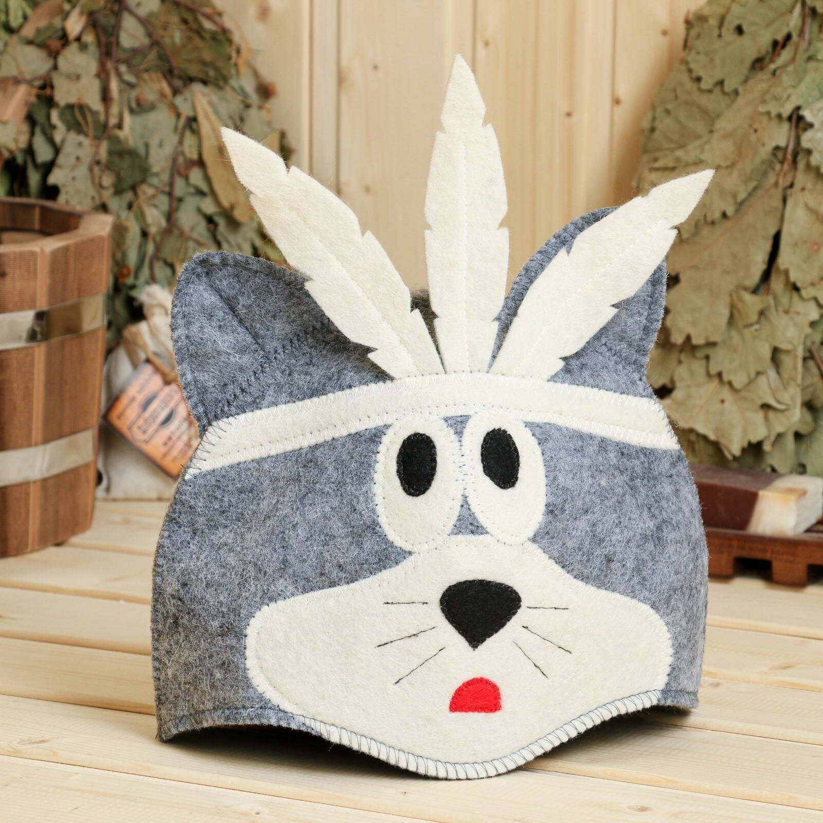 Шапка для бани модельная Кот - вождь индейцев