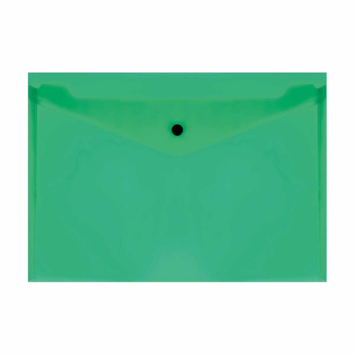 Папка-конверт на кнопке Стамм (А4, 150мкм, пластик) прозрачная, зеленая (ММ-32274), 10шт.