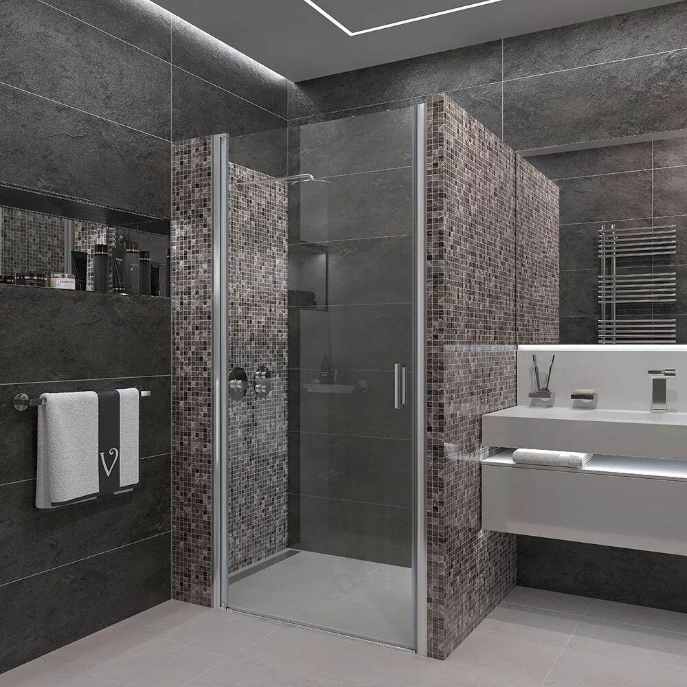 Душевая дверь в нишу Veconi Vianno распашная VN-43, 90х195 см, стекло прозрачное, профиль хром глянец VN43-90-01-C5