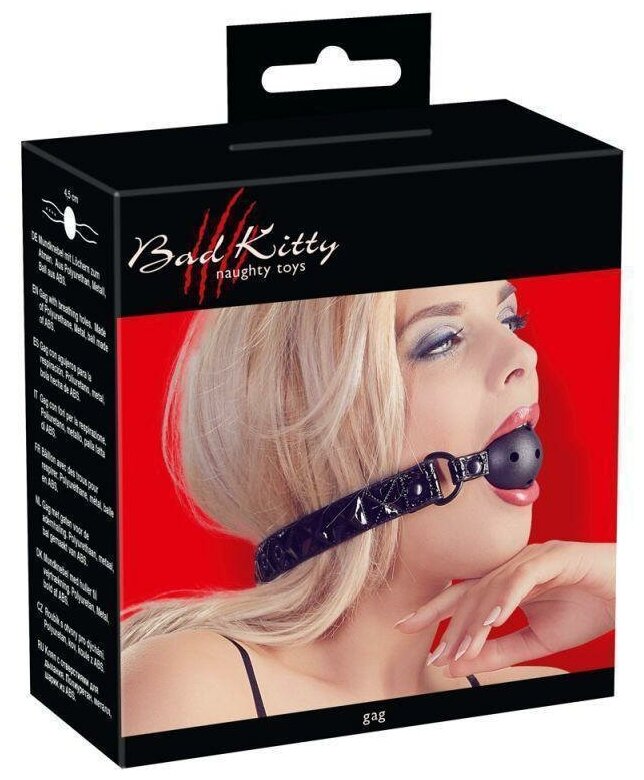 Bad Kitty Кляп с отверствиями Ball Gag (24919901001), диаметр: 4.5 см, 3 см, черный