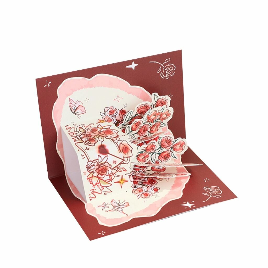 Романтическая 3D-открытка с розами