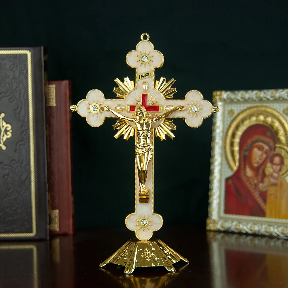 Винтажный металлический католический крест HTISOK GOLD