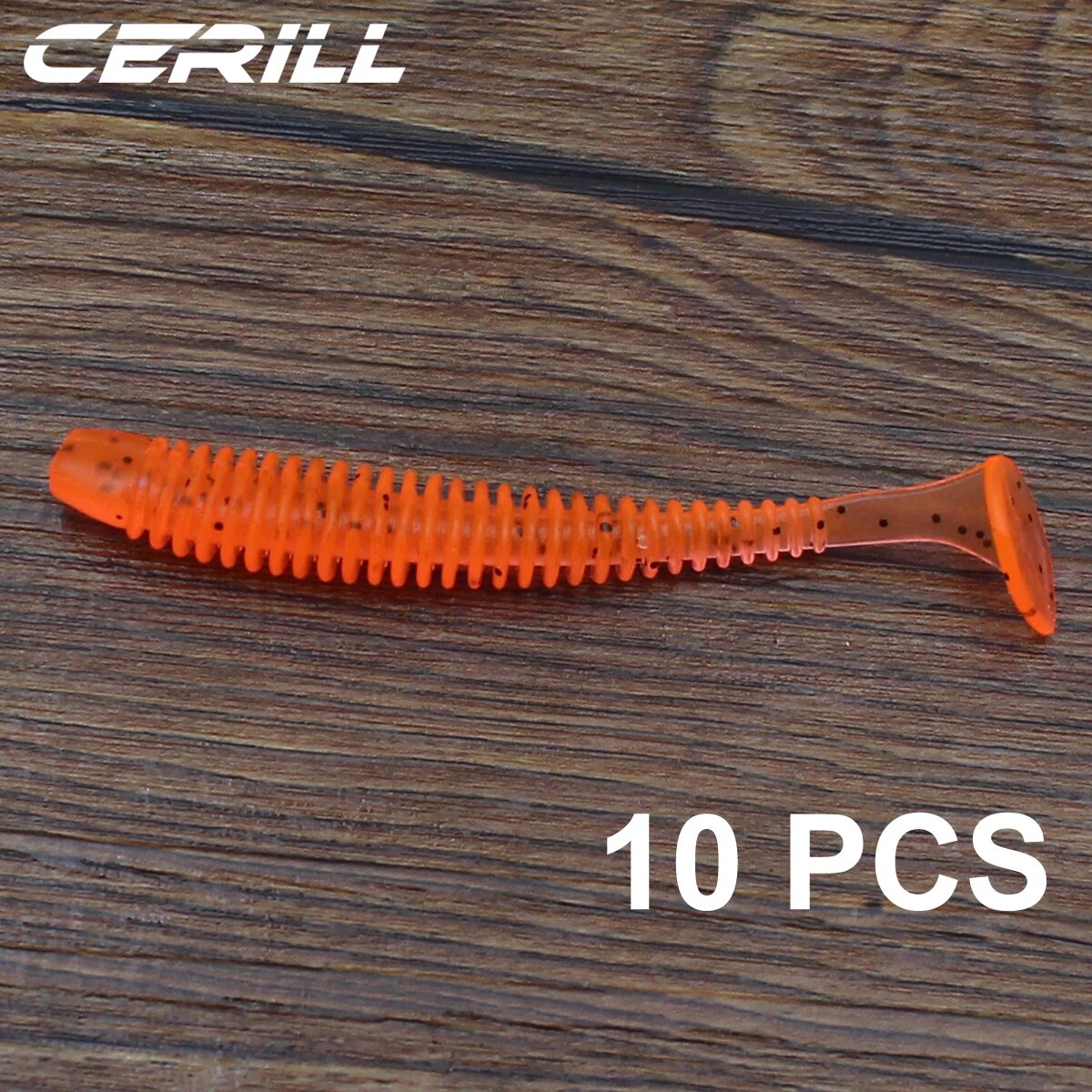 Cerill твистер силиконовый 60mm, оранжевый, 10 шт.