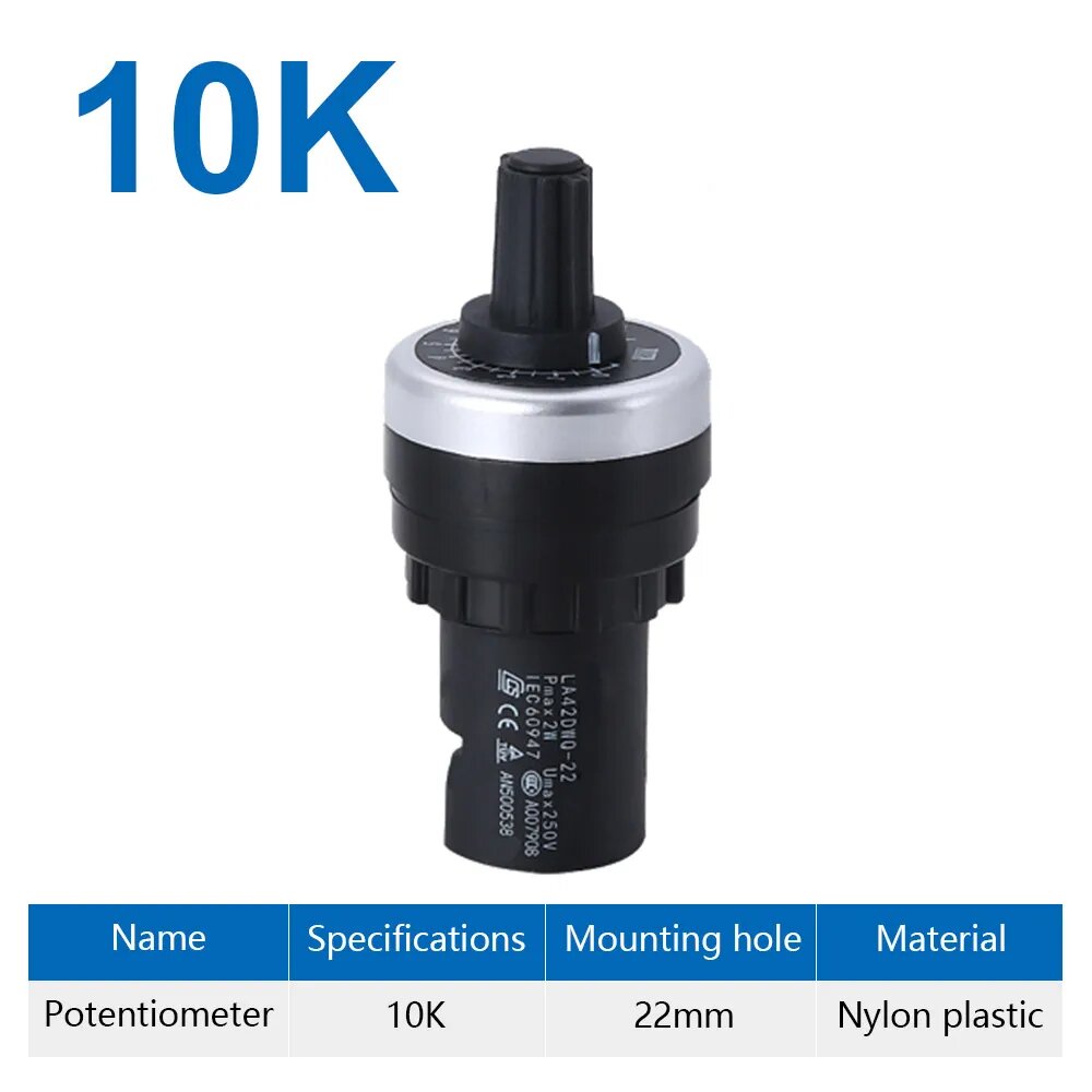 Потенциометр 10K, 22мм, Nylon plastic