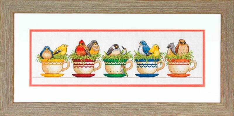 Набор для вышивания DIMENSIONS 70-35394 "Птицы в чашках"