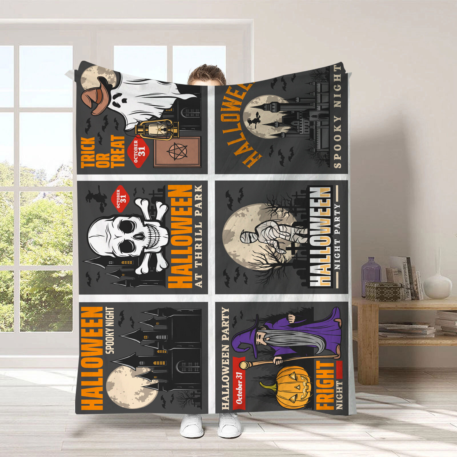 Одеяло Amazon Halloween Stitching, 130x150 см, фланель, с вышивкой