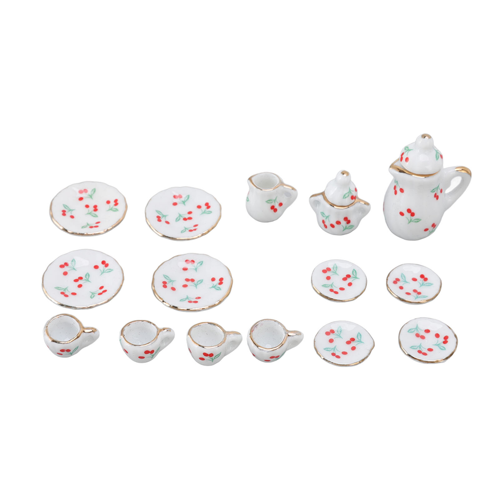 15 Pcs Dollhouse Tea Set Mini Simulation Ceramic Cups Doll House Accessories Miniature Model Props Type B