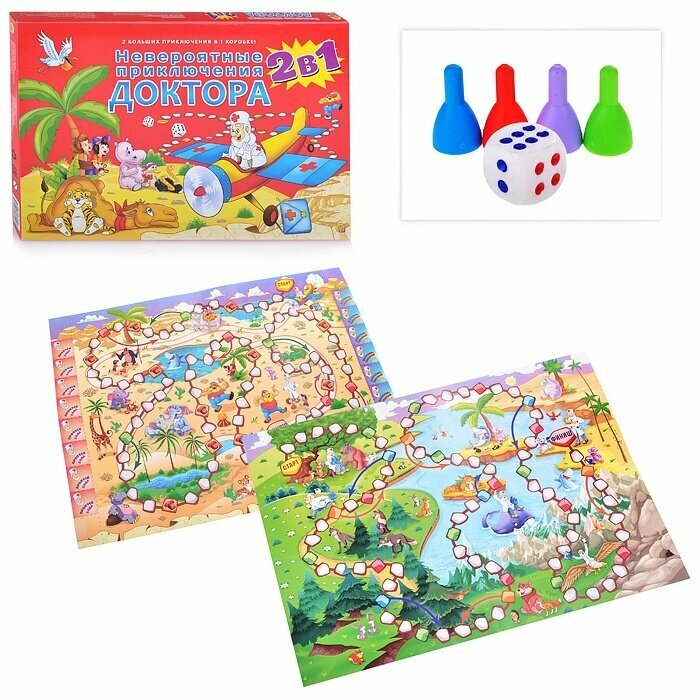 Игра-ходилка Рыжий кот 2 в 1 "Невероятные приключения доктора" (ИН-7912)