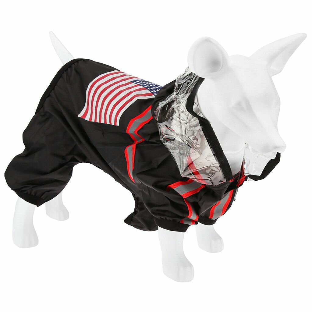 Комбинезон для собаки Pet Toys "The Dog Face", прозрачный капюшон, липучка, XL, длина 39 см, обхват груди 60 см, шеи 42 см