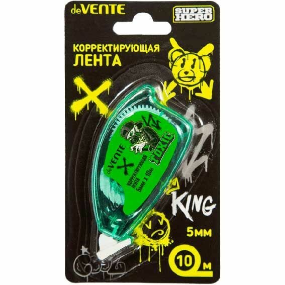 Корректирующая лента deVENTE "SuperHero", 5 мм, 10 м, зеленый полупрозрачный корпус (4062335)