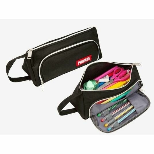 Пенал deVENTE мягкий 1 отделение 21х8,5х8,5 см, треугольный с перегородкой, карман с ручкой, черный (7026221)