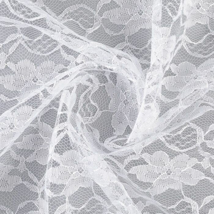 Лоскут для рукоделия Страна Карнавалия гипюра, крупные цветы, белый, 150х160 см (4462303)