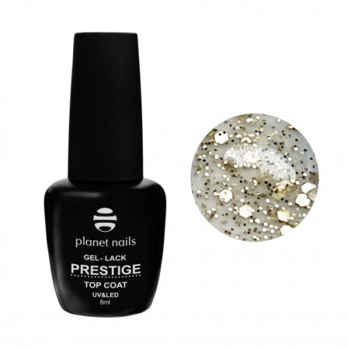 Гель-лак для ногтей Planet Nails , PRESTIGE тон MATTE TOP PARTY GOLD , без липкого слоя, 8 мл