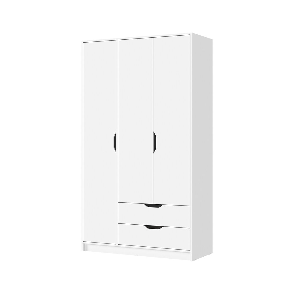 Шкаф для одежды трехстворчатый ШК 03 120х210х50 см, цвет белый/белый