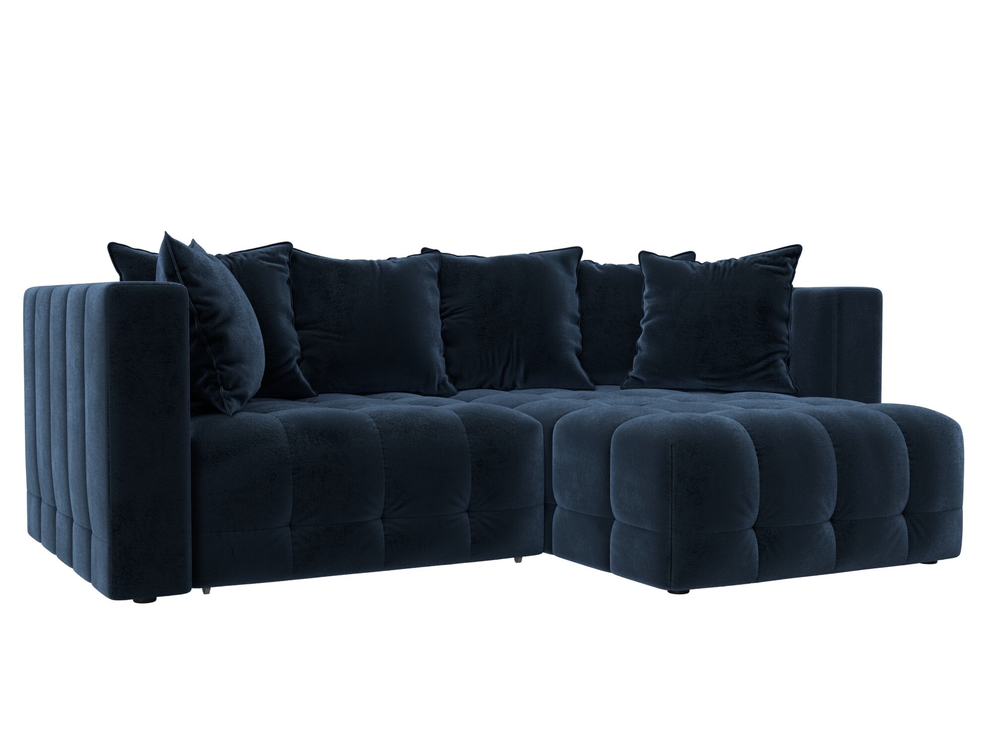 Диван угловой Лига-052 НПБ угол универсальный, велюр TOWER 13 синий