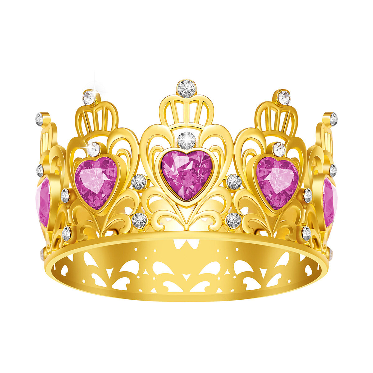 Корона "Персиковое сердце", трансграничная, круглая, из сплава, с розовыми бриллиантами