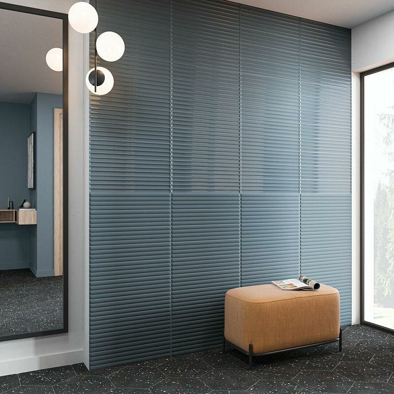 Керамическая плитка DNA Tiles Plinto In Blue Matt 78803288 настенная 10,7х54,2 см