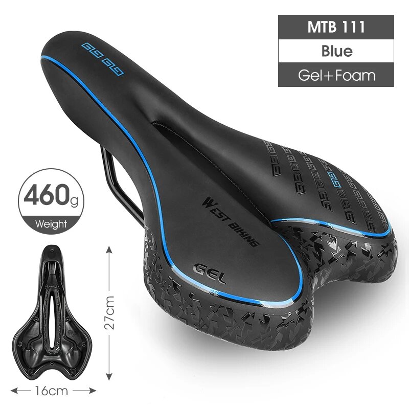 West Biking MTB Гелевое Седло для горных велосипедов чернo/красный/синий 111 Blue