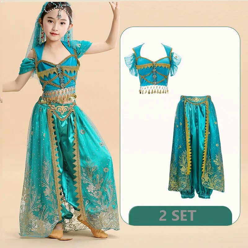 Детский костюм для танца живота Болливуд XL, 2 set blue A