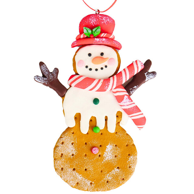 Елочная игрушка Снеговик Бобби - Sweet Kingdom 11 см, подвеска, Kurts Adler, ZCI24215-1