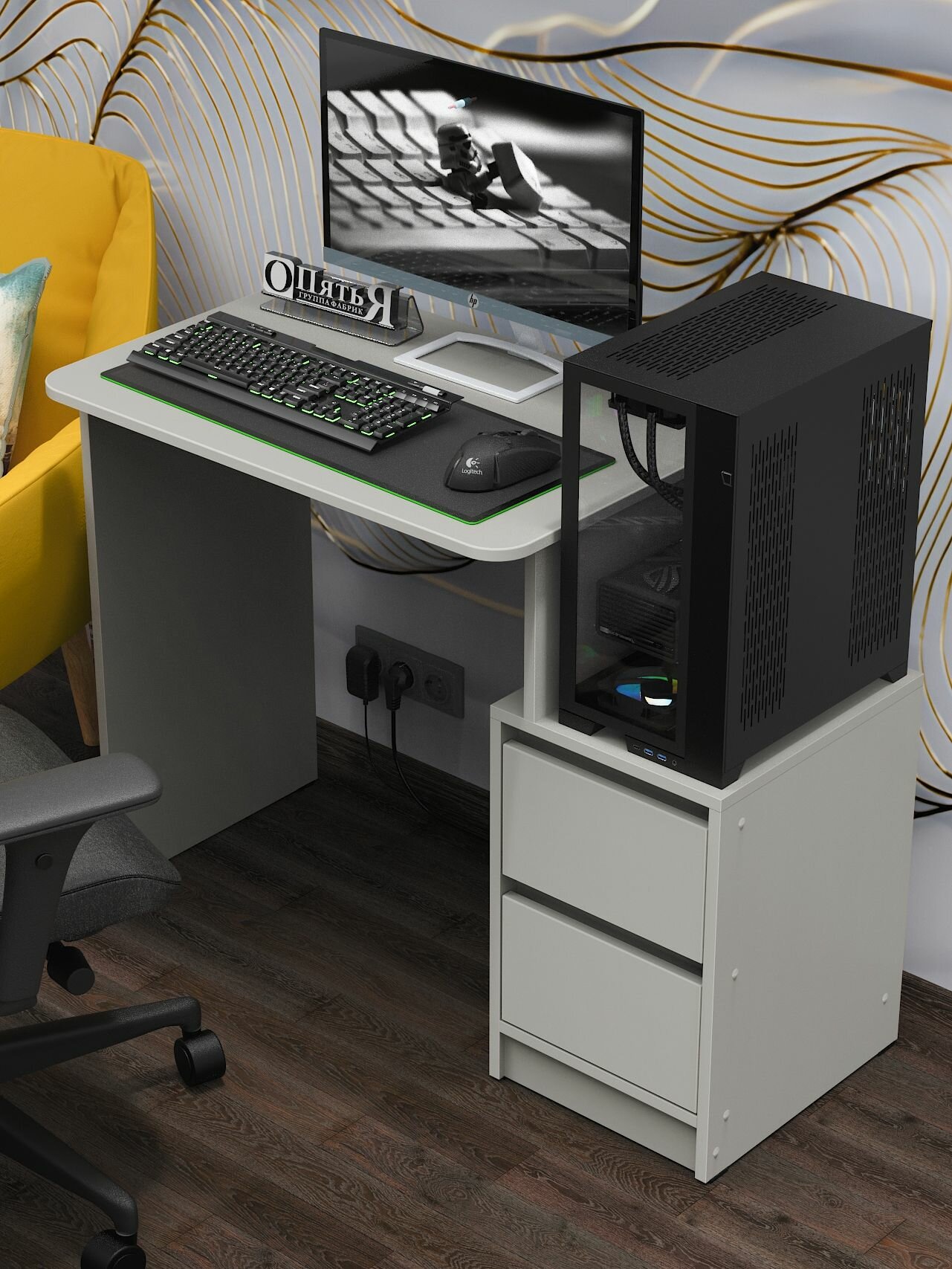 Стол письменный компьютерный для школьника с ящиками