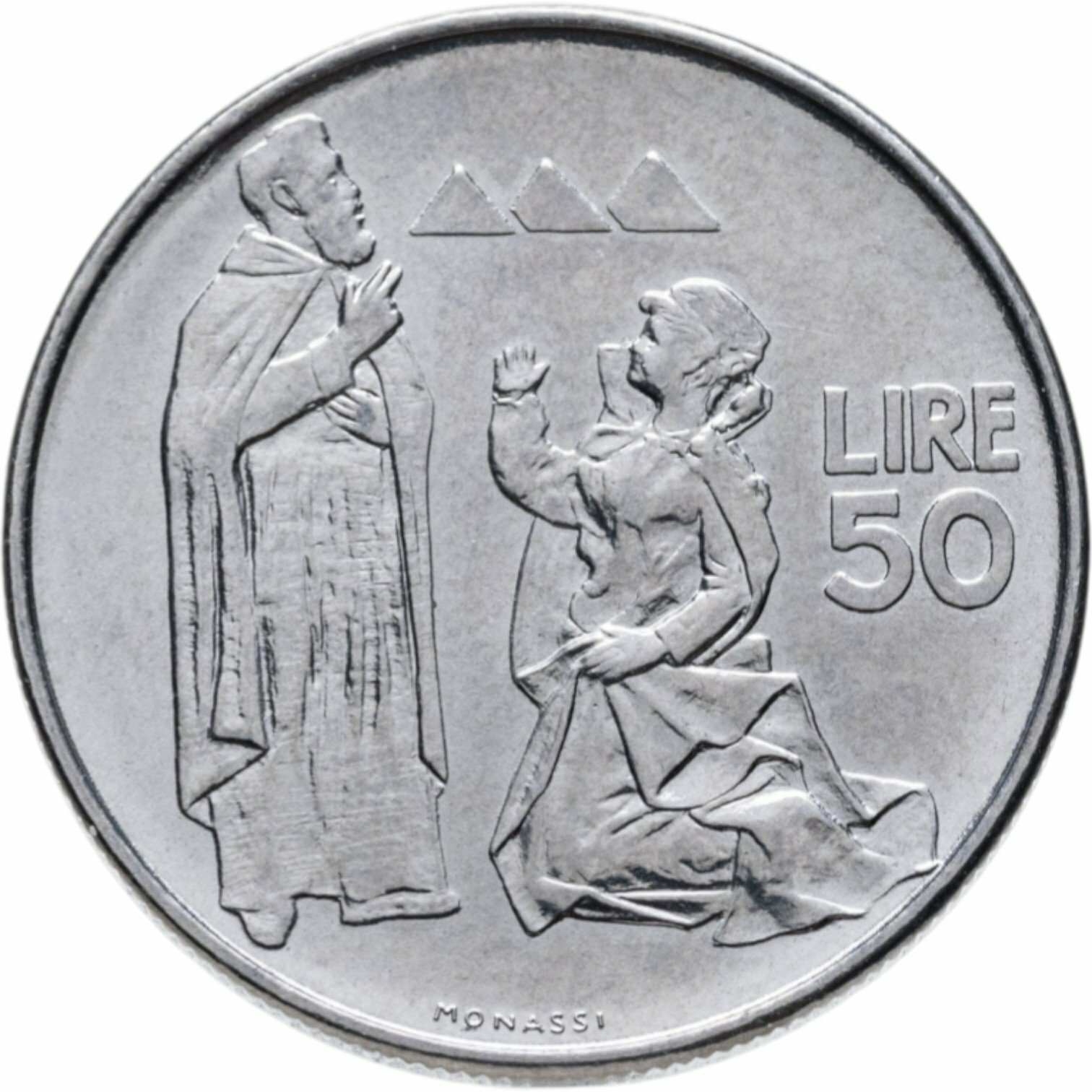 Сан-Марино 50 лир 1972, Сталь, в сохранности UNC