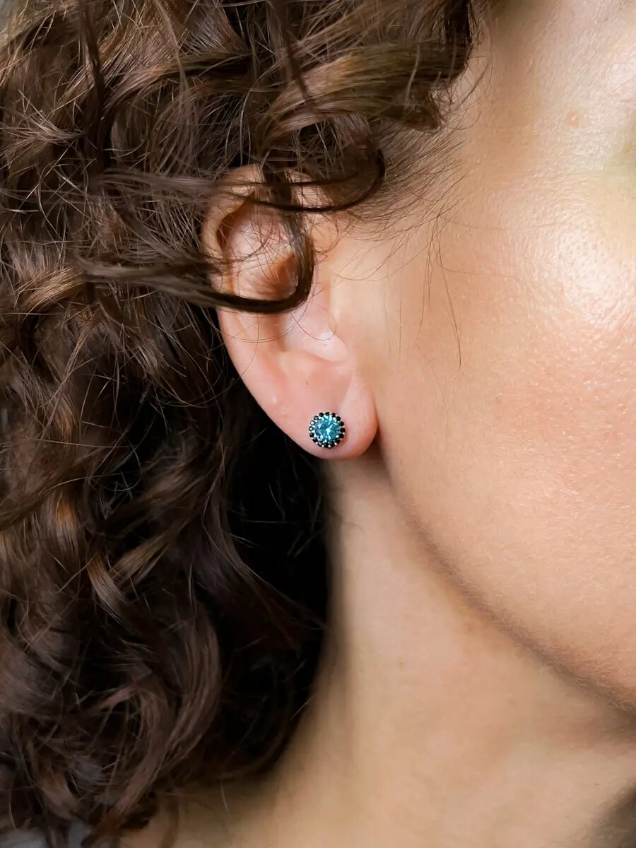 Серьги пусеты, серебро, 925 проба, шпинель, турмалин синтетический