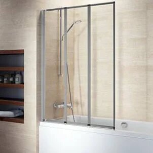Шторка на ванну Riho VZ ALTA GI0100100 100 см, с профилем сатин, стеклянная, гармошкой, трехстворчатая, прозрачная
