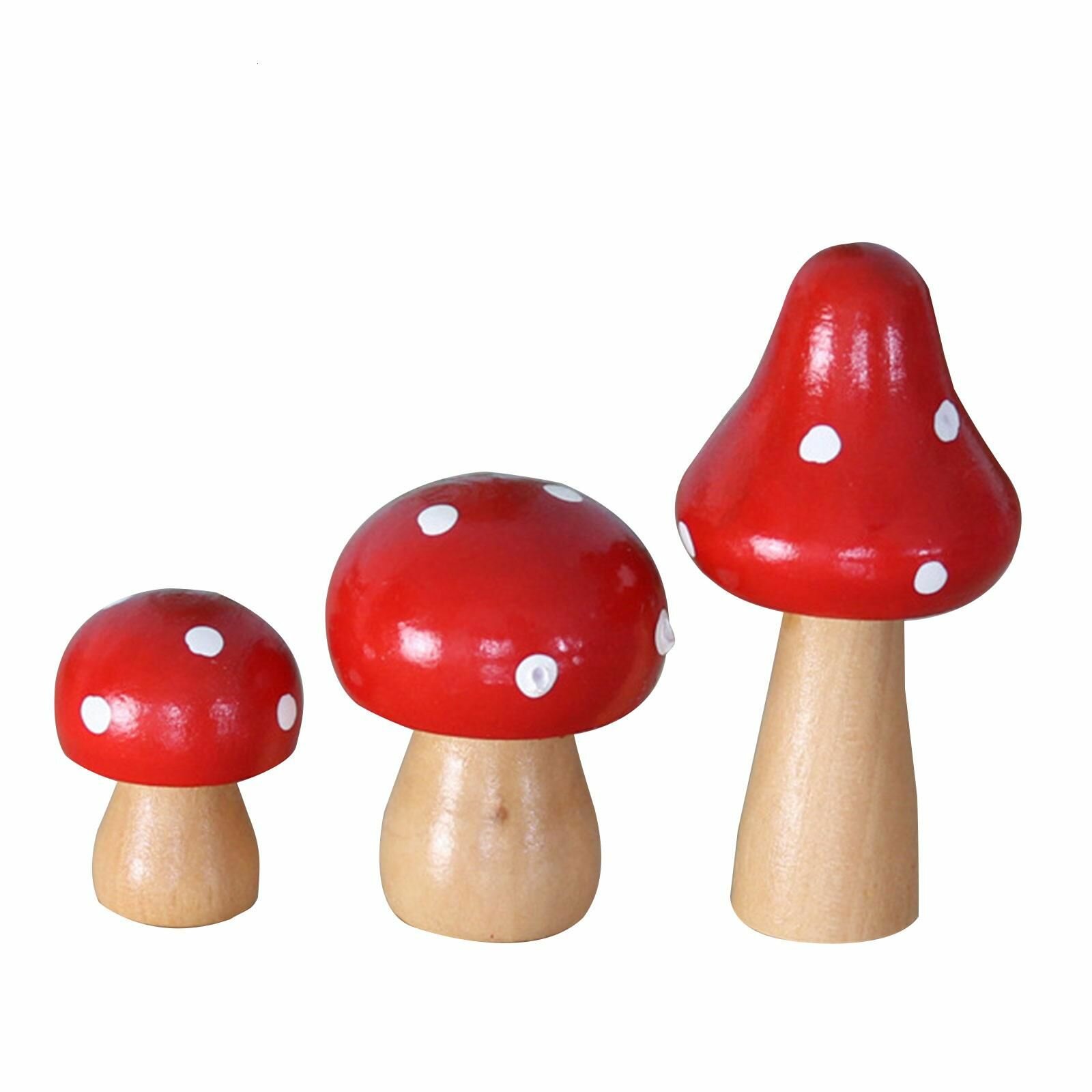 Маленькие грибочки для украшения поделок из цельного дерева-красный