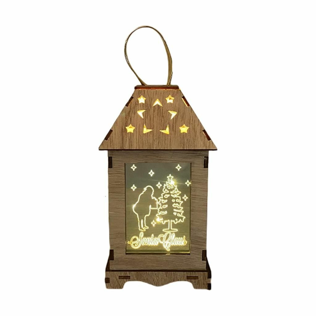Рождественский деревянный светодиодный фонарь-Тип G-Small