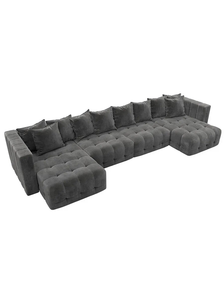 П-образный диван Европа,421x91x161 см, с ящиком для белья, велюр