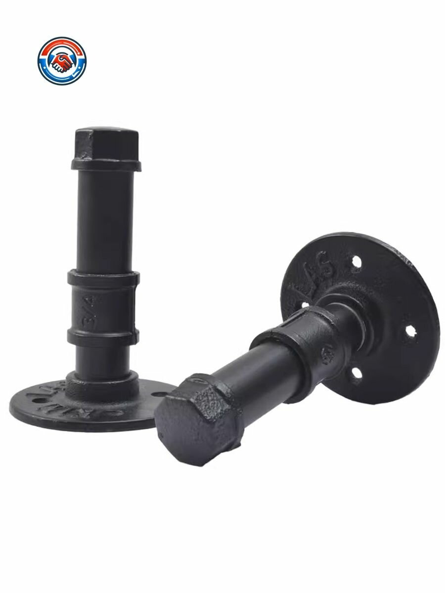 Кронштейн для лестничного поручня из кованого железа, чёрный, 2 шт, комплект крепёжных элементов, надёжная опора для перил в доме, офисе, больнице