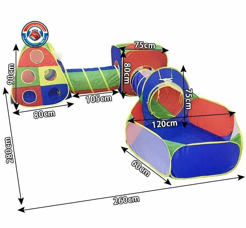 Детская игровая палатка туннель для активных игр дома и на улице, складная безопасная игрушка-лабиринт для мальчиков и девочек 3-8 лет, компактная переносная конструкция для развития моторики и фантазии