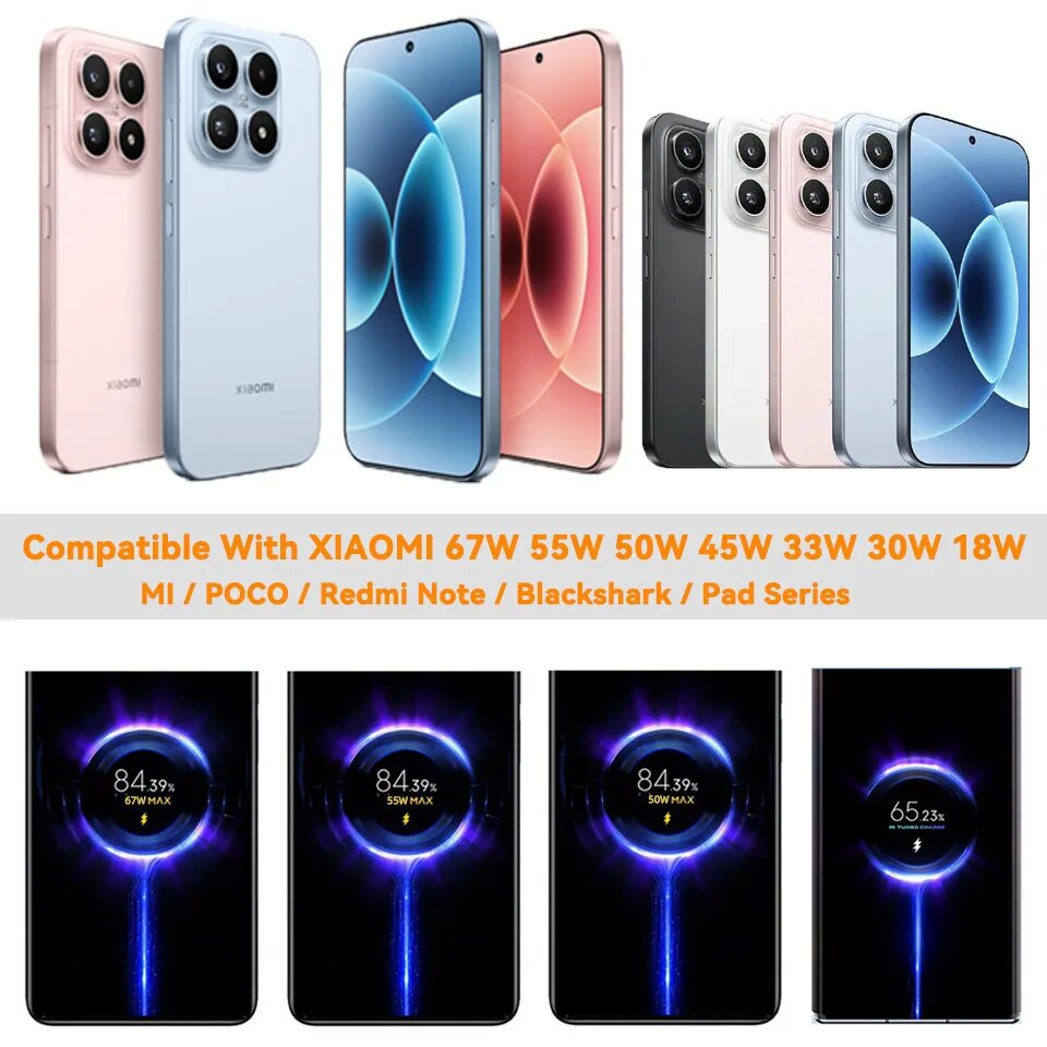 Оригинальное зарядное устройство Xiaomi 67W, зарядка Type-C, Mi Hyper Turbo Chargers 67W, адаптер быстрой зарядки для Xiao Mi 17T, 15T, 13 Pro, 11, 10, Poco — фото 1