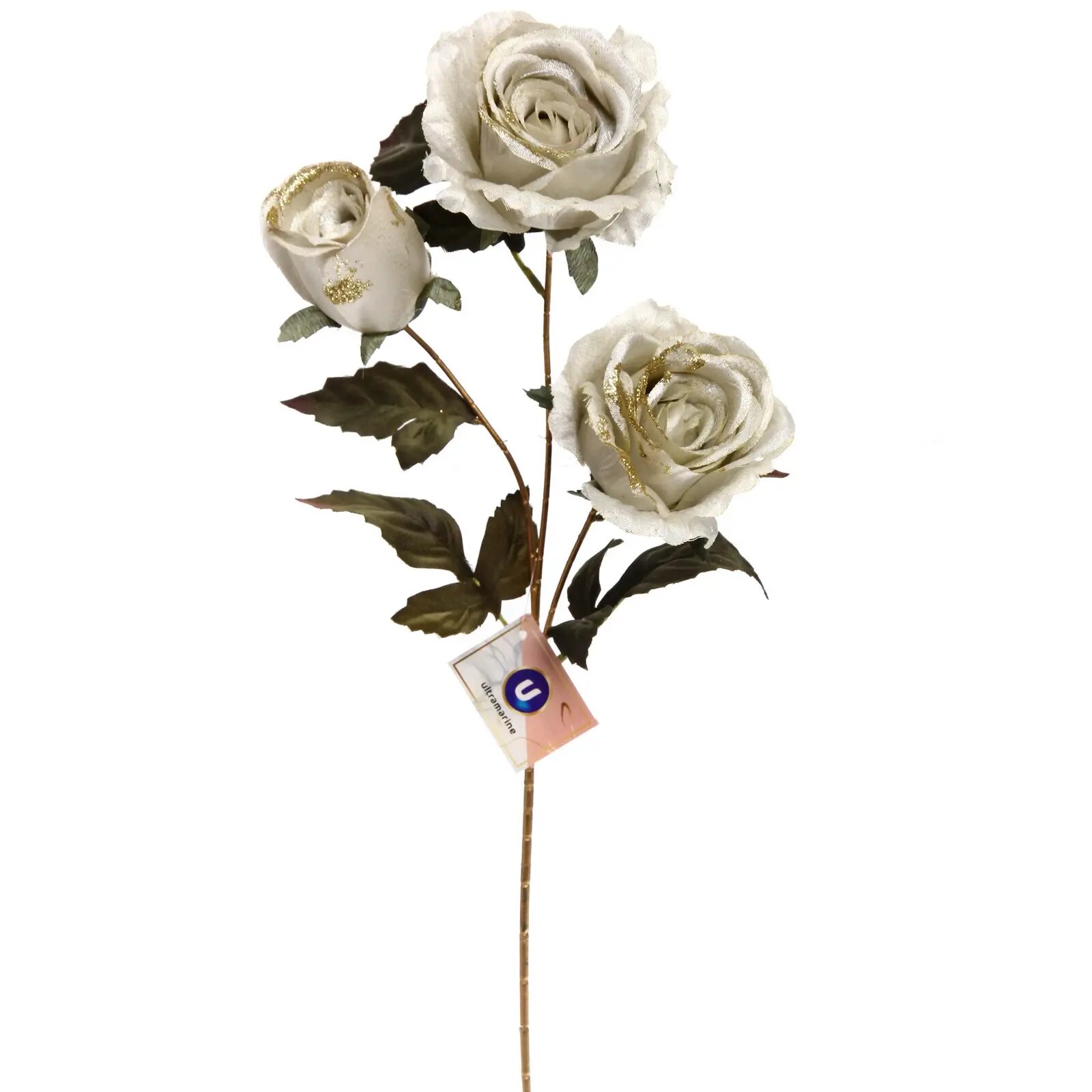 Искусственные цветы «FLOWERS GLAMOUR» 65см, белые розы, украшение интерьера