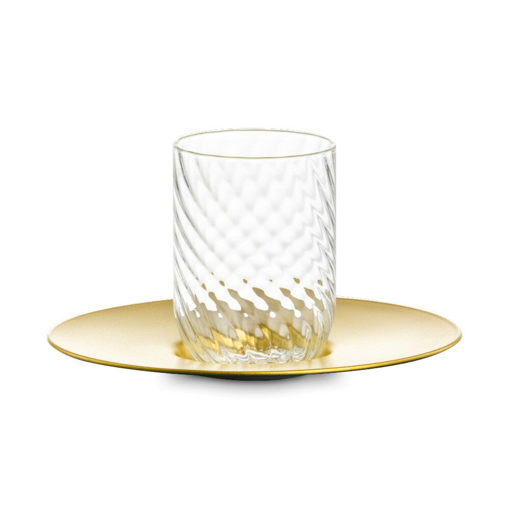 Кофейная пара для эспрессо, 100 мл, хрустальное стекло, цвет декора - золотой 78913301 Twist