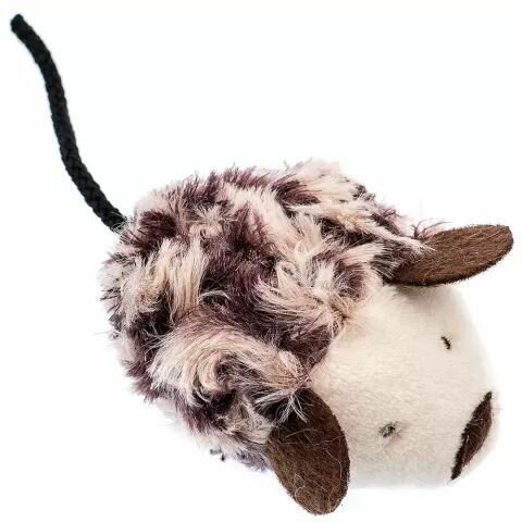 Игрушка для кошек RURRI "Мышка с погремушкой", 7 см, светло-серая/темно-серая