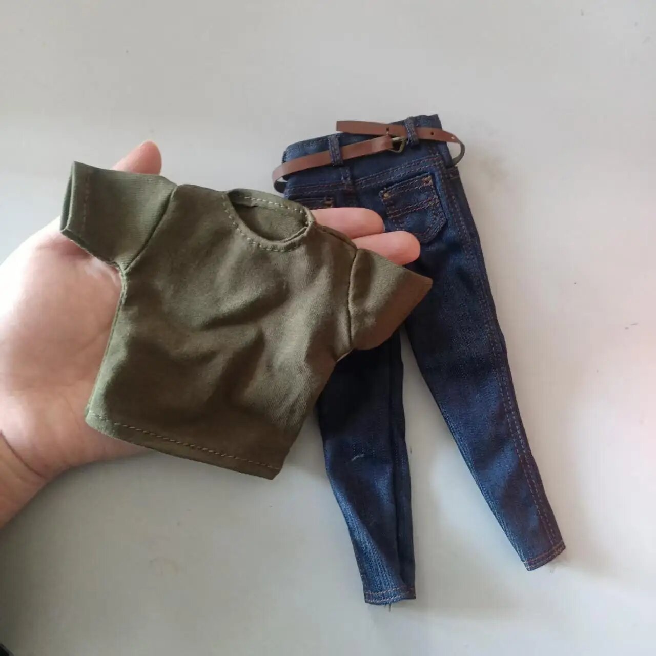 Tbleague 1/6 армейская зелёная рубашка + джинсы для 12-дюймовой фигурки Jeans With Vest B