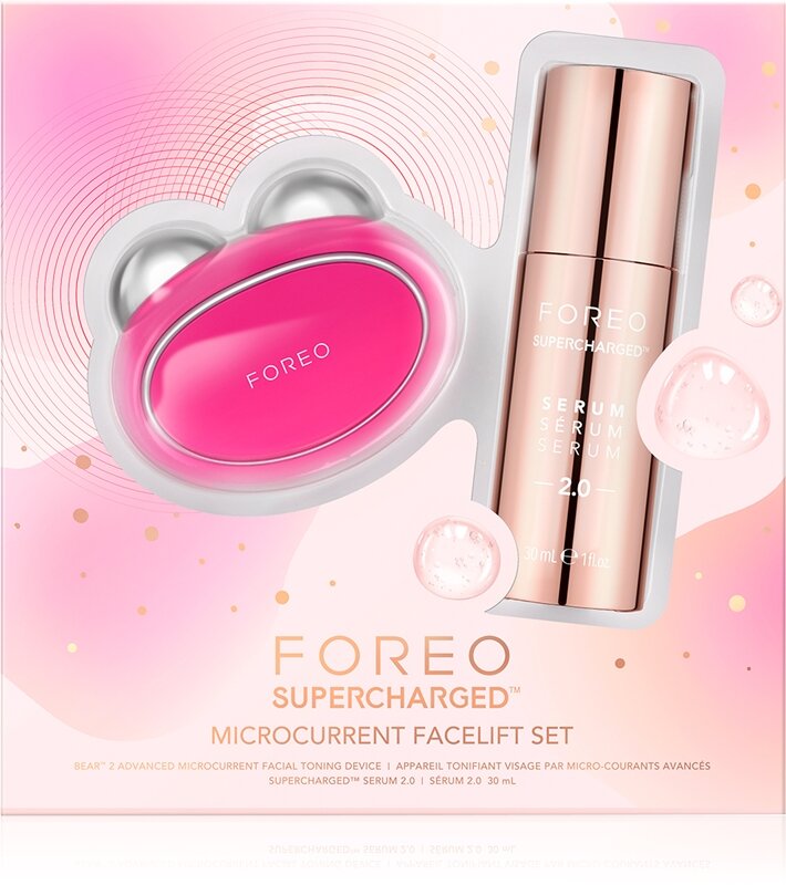 Foreo Набор для укрепления и подтяжки кожи лица: микротоковый аппарат и сыворотка SUPERCHARGED Microcurrent Facelift Set