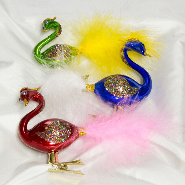 Елочное украшение Птица дивная 8.5 см, 3 шт, стекло, клипса, Фабрика Елочка, С1678