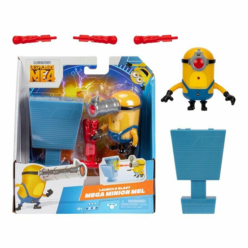Minions Despicable ME 4 Launch & Blast Mega Mel Action Figure Нажмите вниз на голову Мела