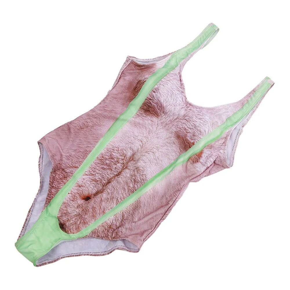 Слитный купальник с искусственными волосами женский цвет кожи бикини лето XXL