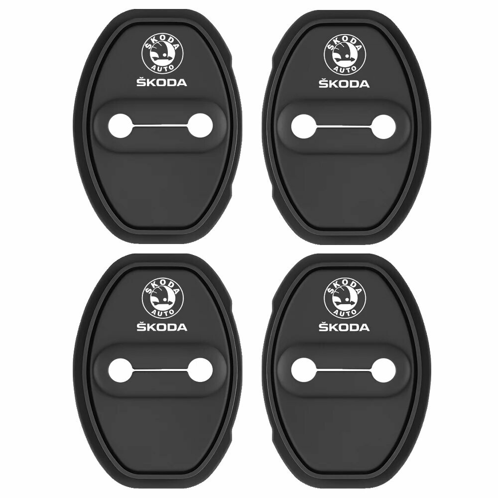 Набор из 4 силиконовых накладок на замки дверей автомобиля для Skoda Octavia, Rapid, Fabia, Roomster, Yeti, Superb, Kodiaq, Kamiq, Citigo, VRS