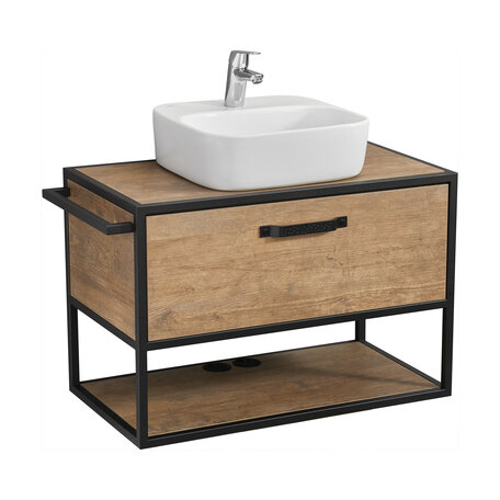 Тумба с раковиной Акватон Лофт Фабрик 80, раковина Одри Soft , цвет дуб кантри