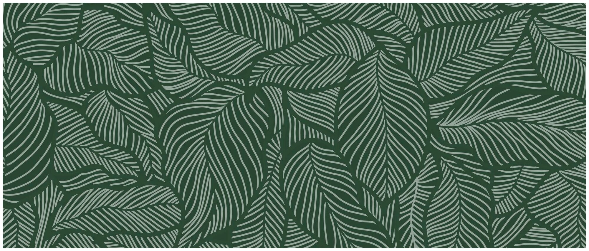 Фотообои Уютная стена "Орнамент с листьями в скандинавском стиле" 640х270 см Виниловые Бесшовные (единым полотном)