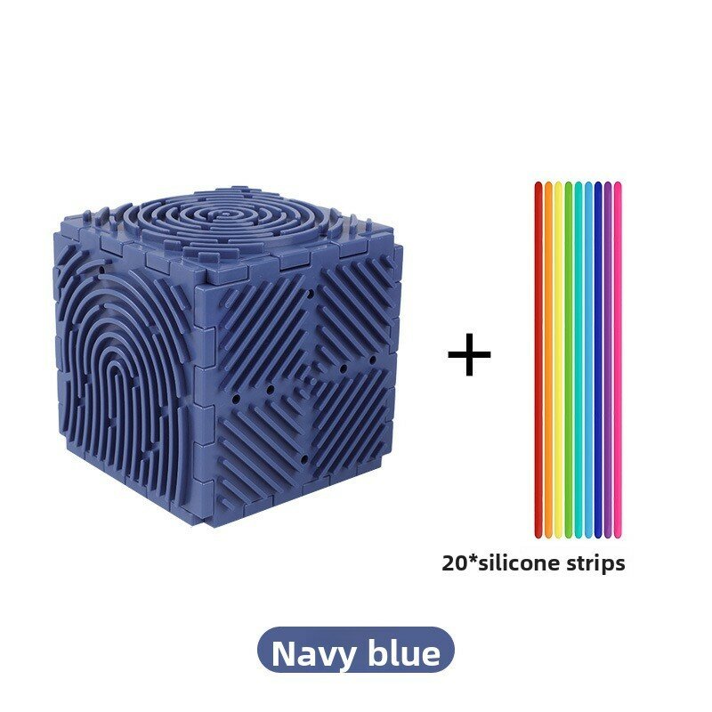 Пазл доска с цветными 3d кубами для расслабления и концентрации navy blue