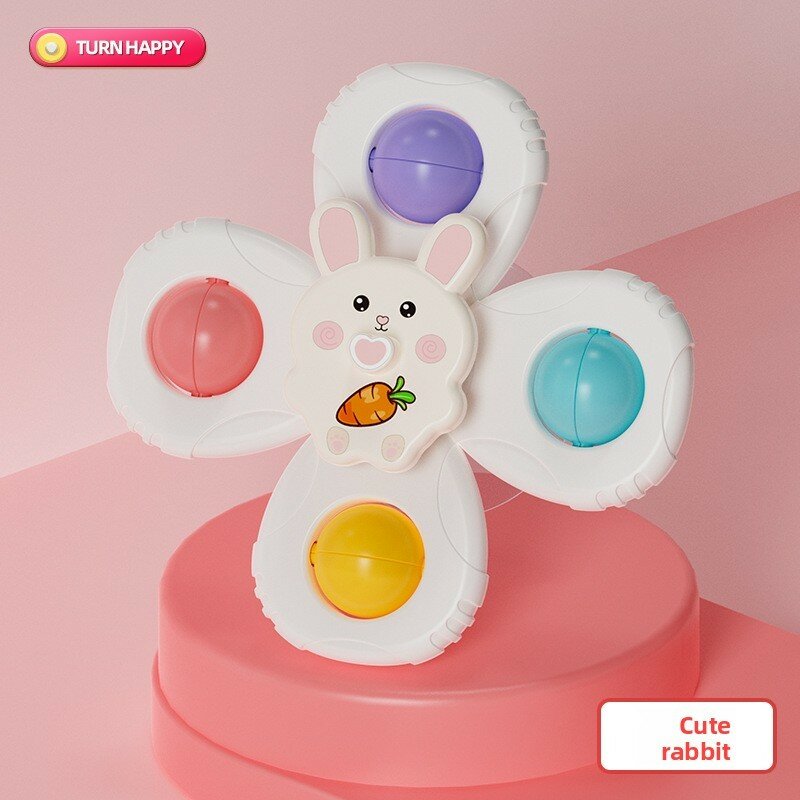 Игрушка с присоской для малышей с вращающимися фигурками животных для купания и развития кролики