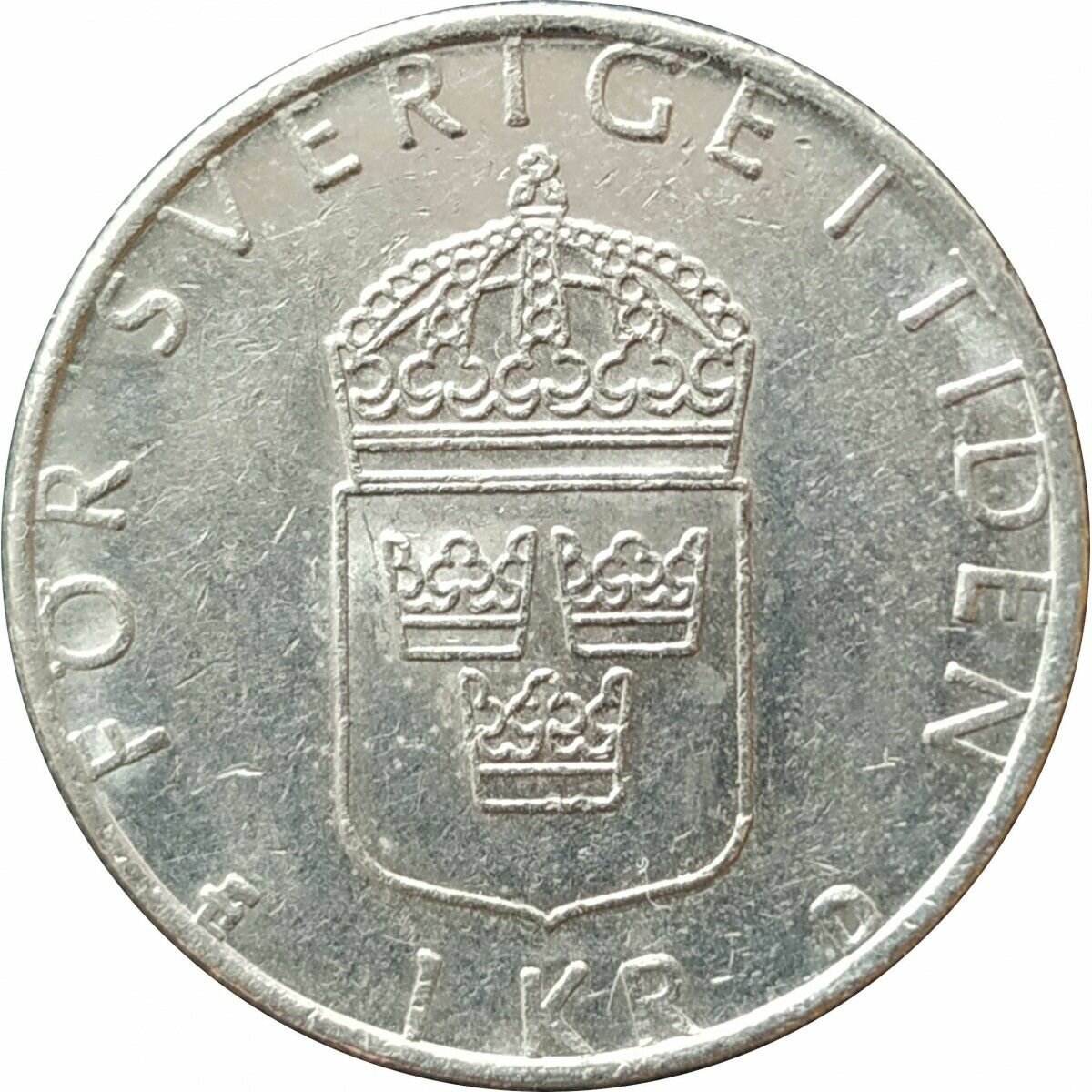 1 крона 1990 Швеция из оборота